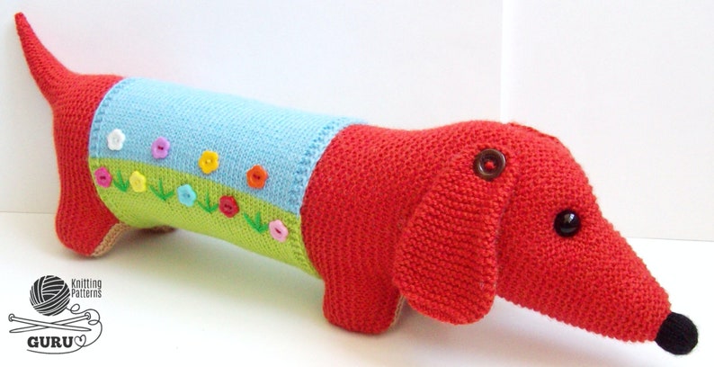 K052 Knitting Pattern Dog Dachshund with 3 different covers | Etsy