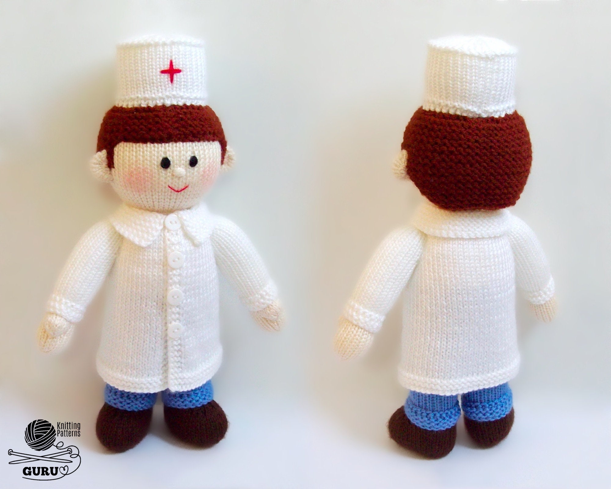 K089 Nurse Knitting Pattern - Doll Doctor and a Nurse with clothes and ...