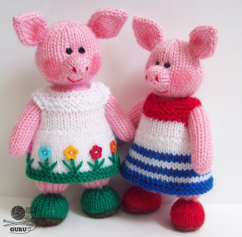 K020 Knitting Pattern - Friendly Pigs soft toys - Amigurumi - by ...