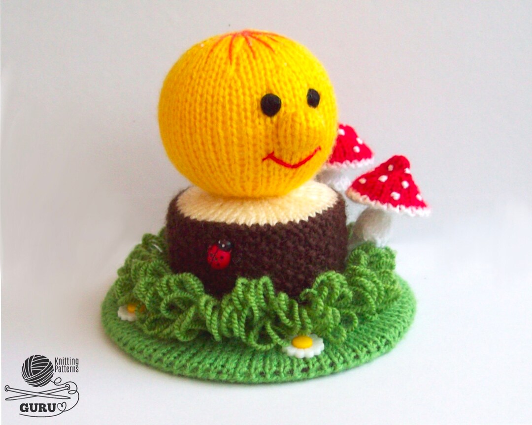 K042 Knitting Pattern - Sun Kolobok (roly-poly) on a Stump With Forest ...