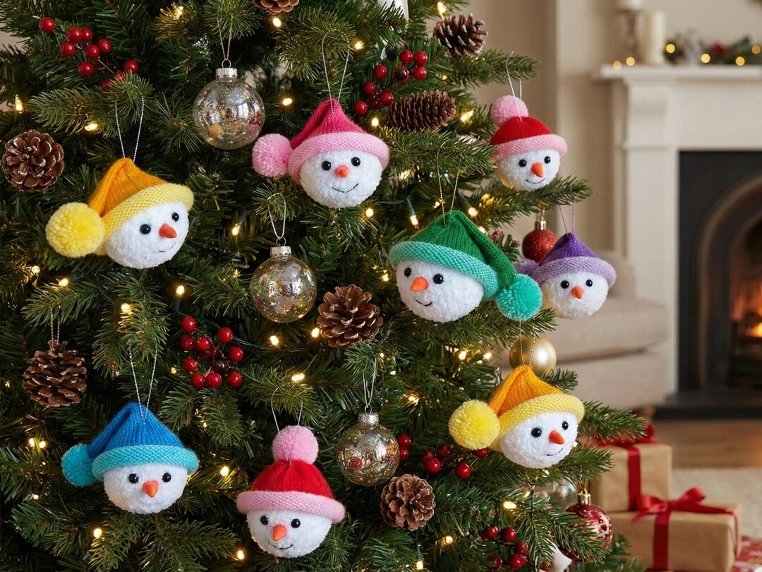 K116 Snowman Bauble Knitting Pattern - Christmas Tree Decoration With ...