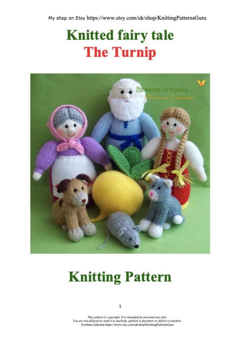 K056 Knitting Pattern Turnip Fairy Tale Set of Toys: Cat - Etsy UK