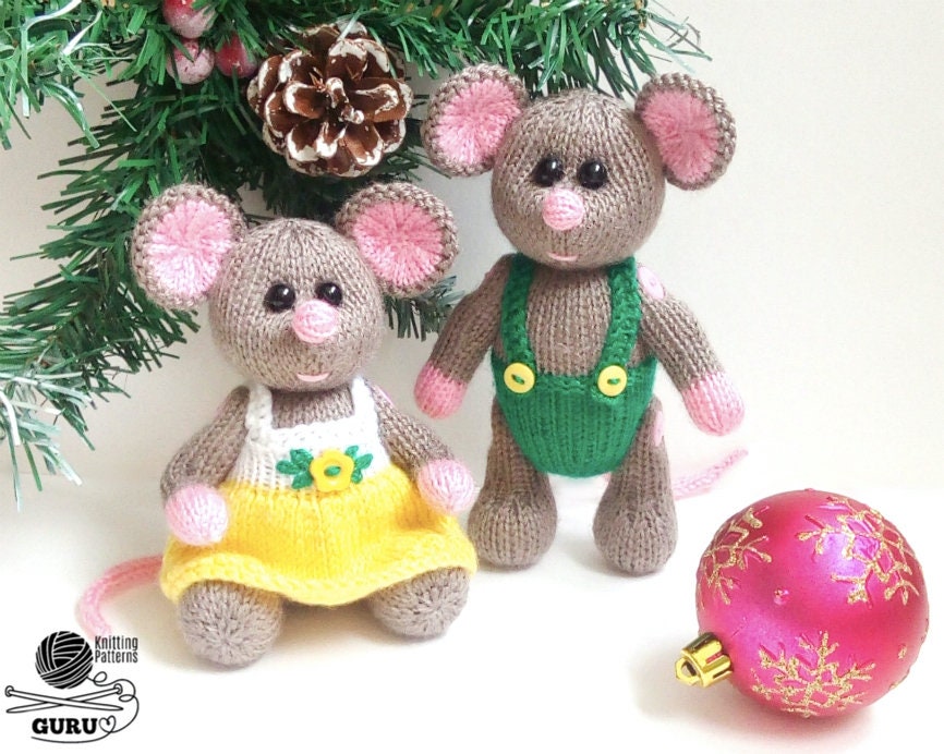 K034 Knitting Pattern - Little Baby Mice | Mouse | Rat With Clothing ...