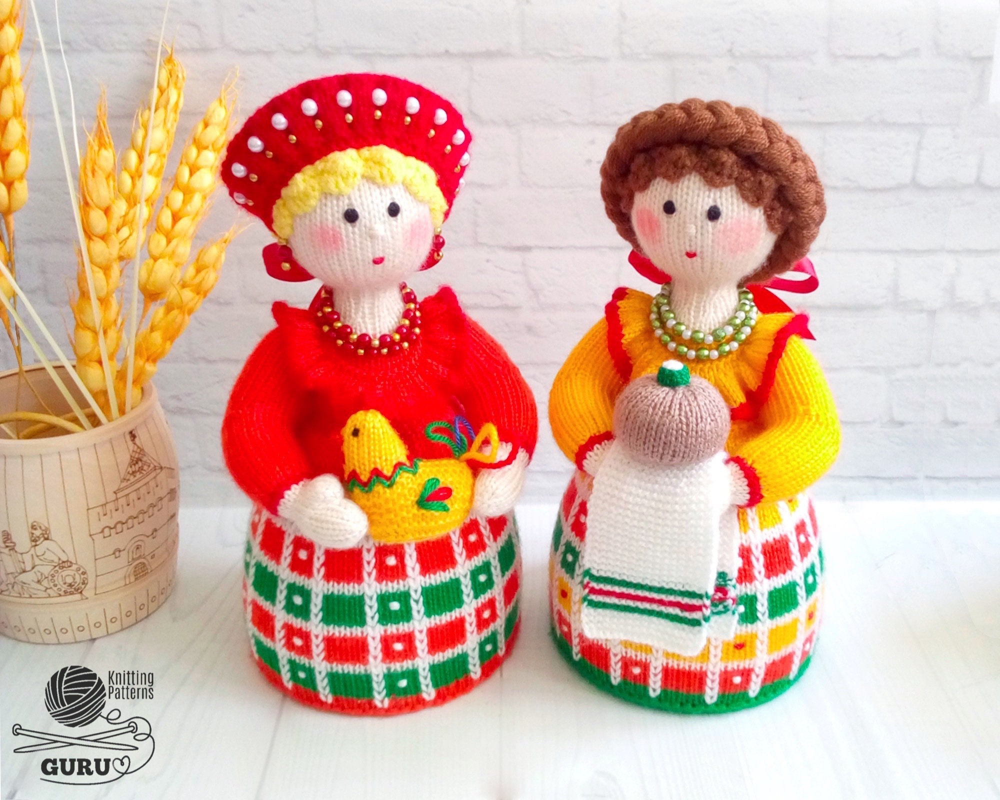 K095 Knitting Pattern Lady With a Round Loaf Bread Knitted - Etsy