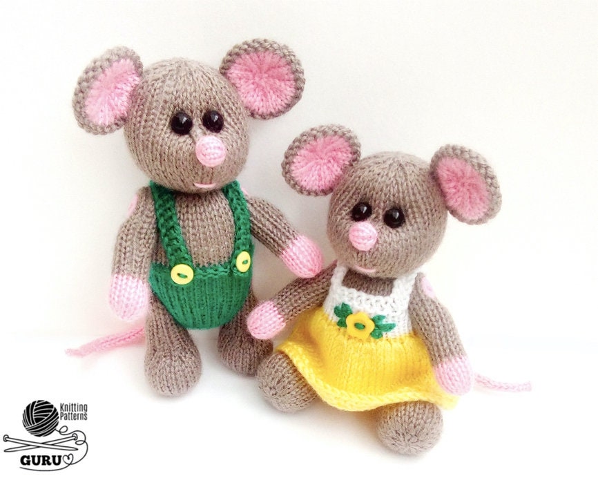 K034 Knitting Pattern - Little Baby Mice | Mouse | Rat With Clothing ...