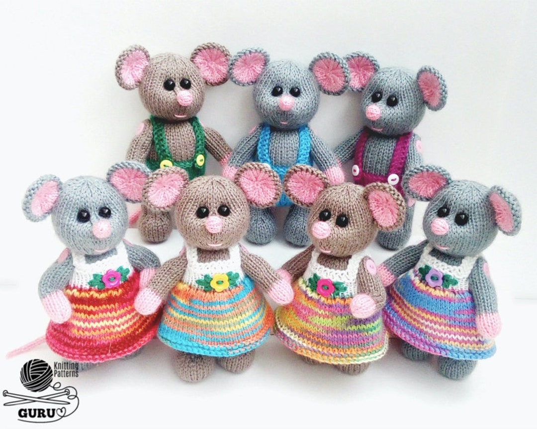 K034 Knitting Pattern - Little Baby Mice | Mouse | Rat With Clothing ...