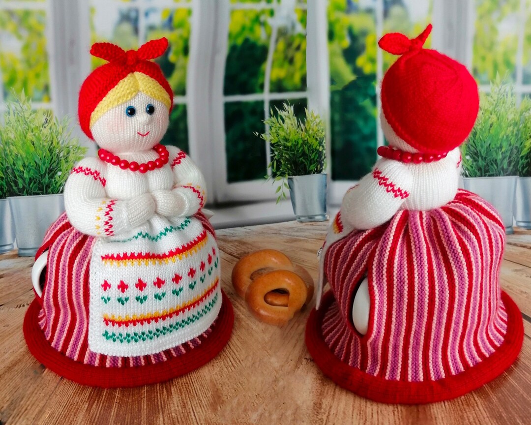 K024 Knitting Pattern - Small Teapot Warmer Duniasha (doll Woman Lady ...