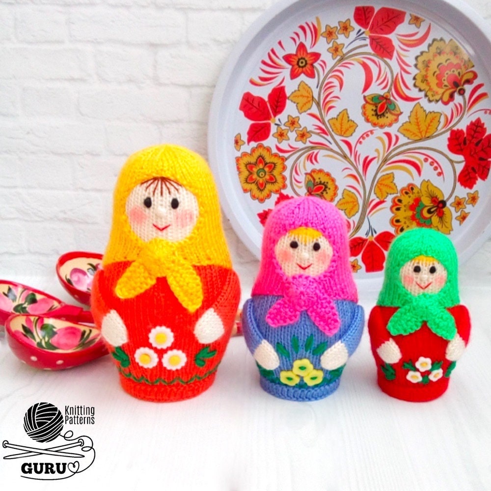 K025 Knitting Pattern Three Matrioska Dolls traditional - Etsy