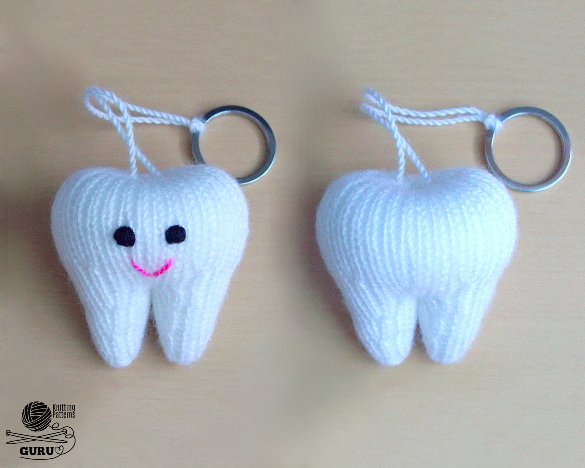 K088 Knitting Pattern Teeth Tooth Key Chain or Fairy Precent - Etsy UK