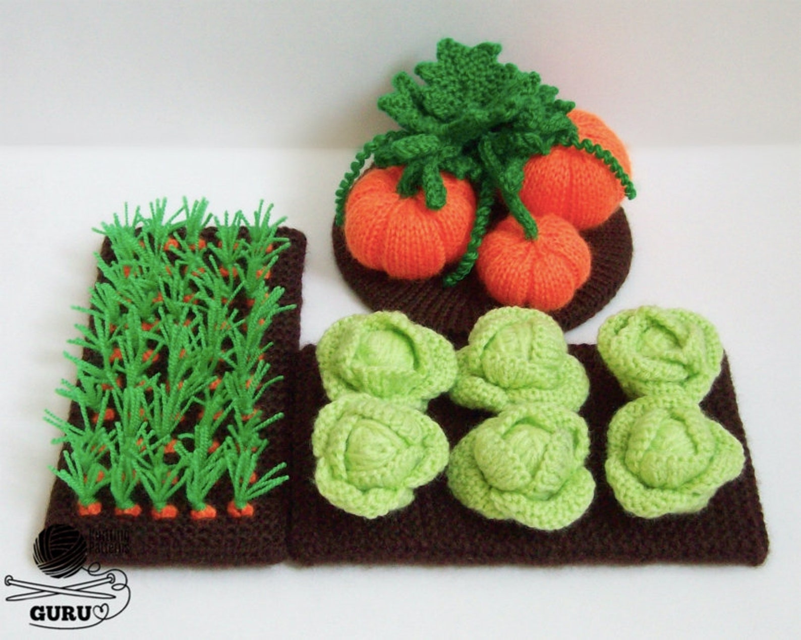 K037 Knitting Pattern Kitchen Garden Vegetable Patch: - Etsy