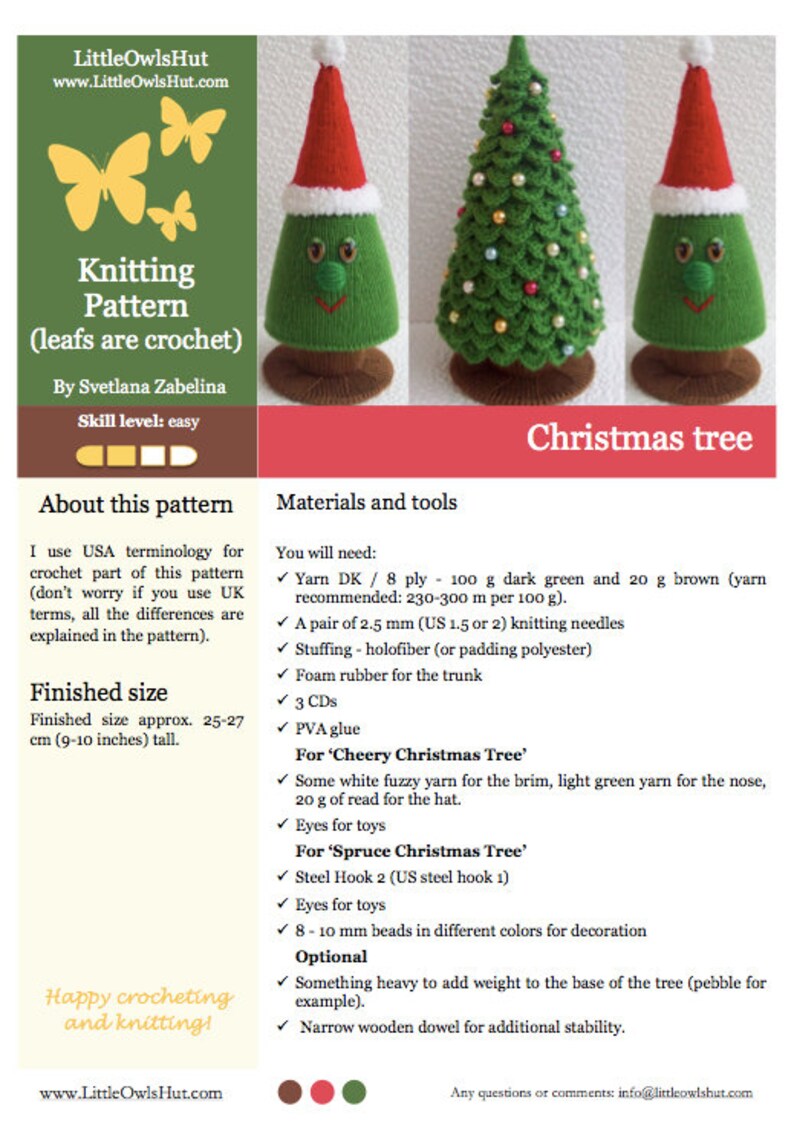 K011 Knitting (branches Are Crochet) Pattern - Christmas Tree New Year ...