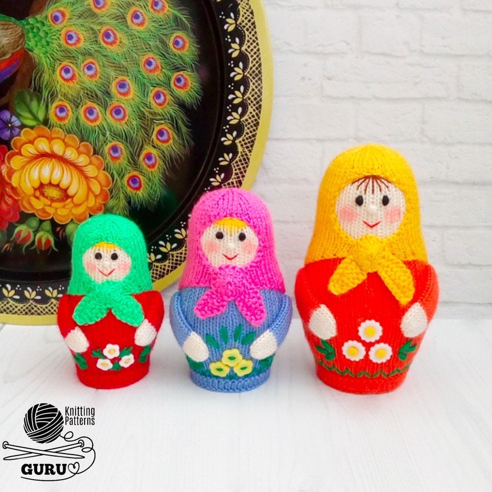 K025 Knitting Pattern - Three Matrioska Dolls (traditional Russian ...