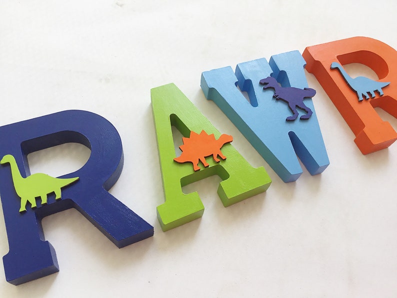 Dinosaur RAWR Wood Sign Wood Letters for Boy Room Decor Trex - Etsy