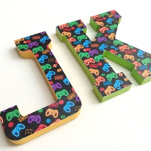 Gamer Wall Letters, Video Game Wooden Name Sign, Gaming Kids Room Decor ...