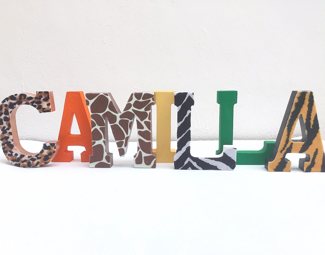 Animal Print Wooden Name Sign Custom Name Wall Letters - Etsy