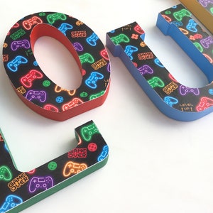 Gamer Wall Letters, Video Game Wooden Name Sign, Gaming Kids Room Decor ...