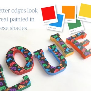 Gamer Wall Letters, Video Game Wooden Name Sign, Gaming Kids Room Decor ...