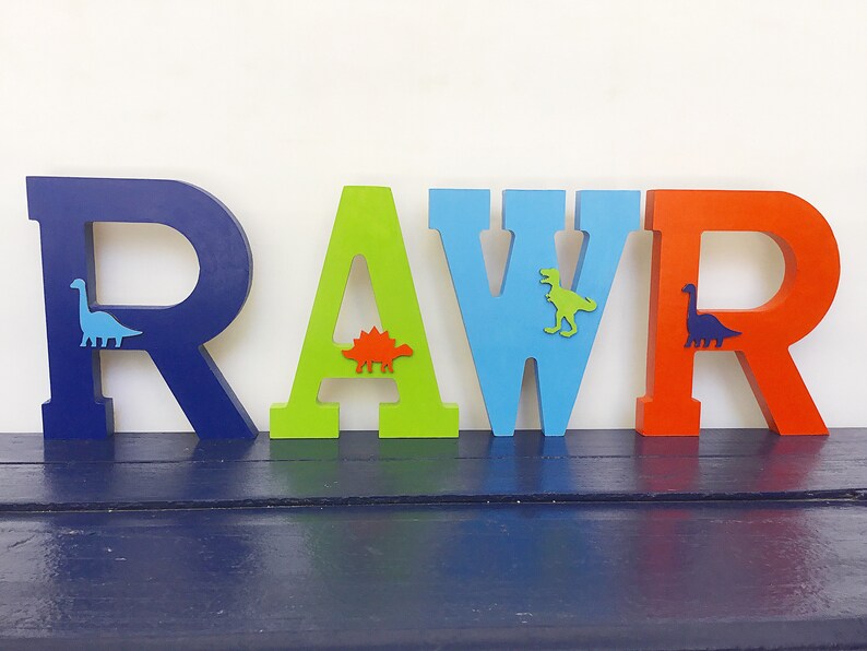 Dinosaur RAWR Wood Sign Wood Letters for Boy Room Decor T | Etsy