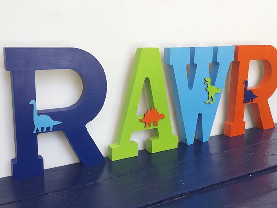 Dinosaur RAWR Wood Sign Wood Letters for Boy Room Decor T | Etsy