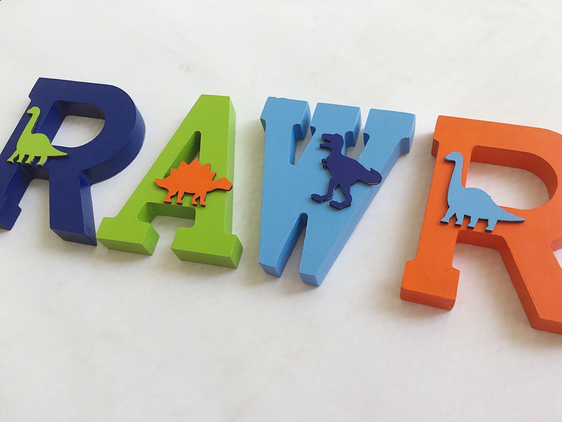 Dinosaur RAWR Wood Sign Wood Letters for Boy Room Decor Trex - Etsy