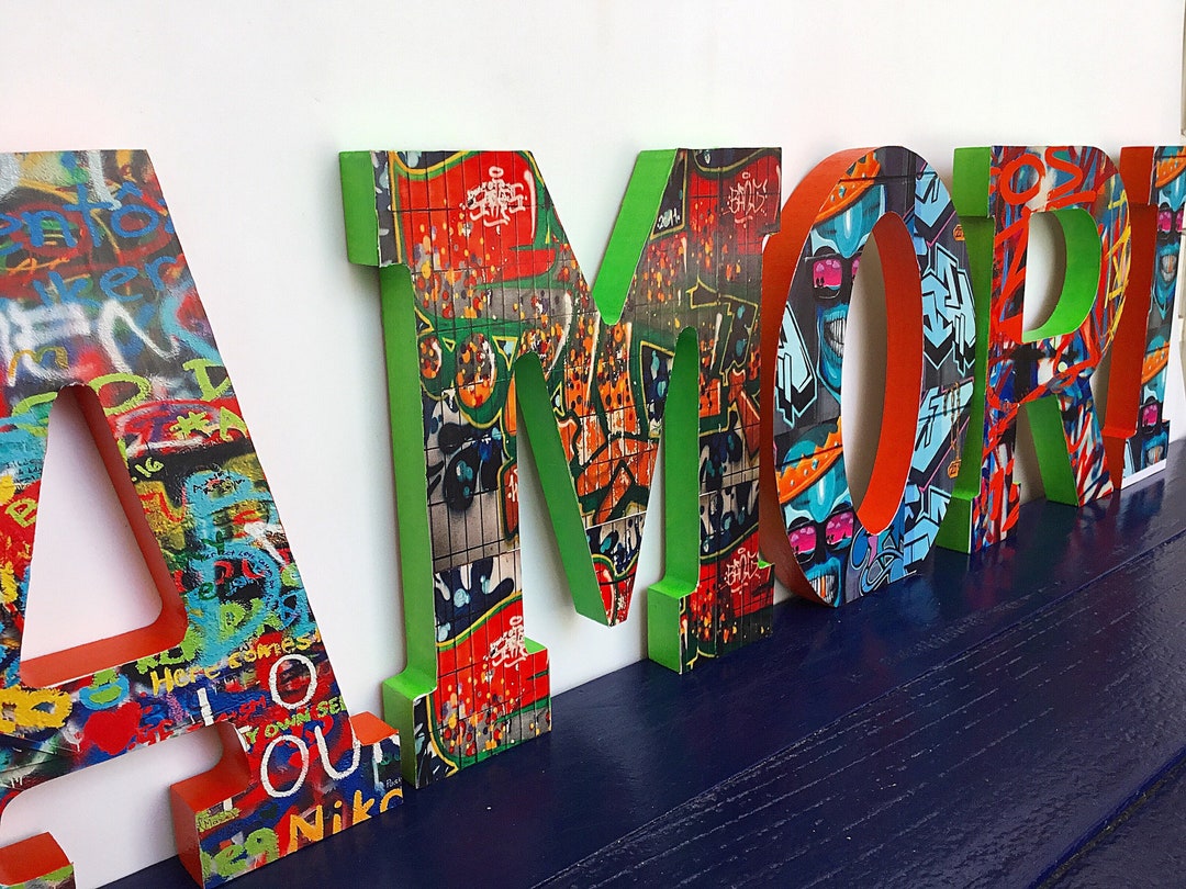 Graffiti Wooden Name Sign, Kids Bedroom Decor, Custom Wood Letters, Hip ...