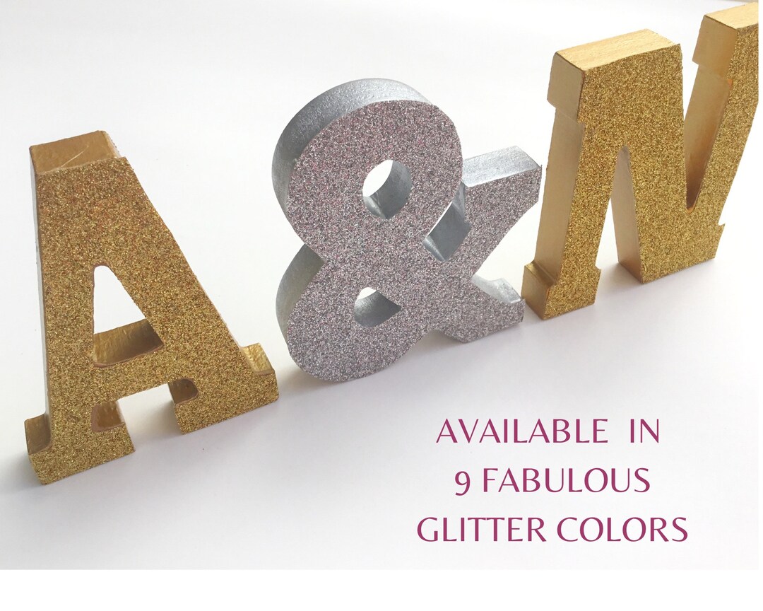 Wedding Monogram Name Sign, Wedding Table Decor, Glitter Wooden Wedding ...