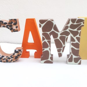 Animal Print Wooden Name Sign Custom Name Wall Letters - Etsy