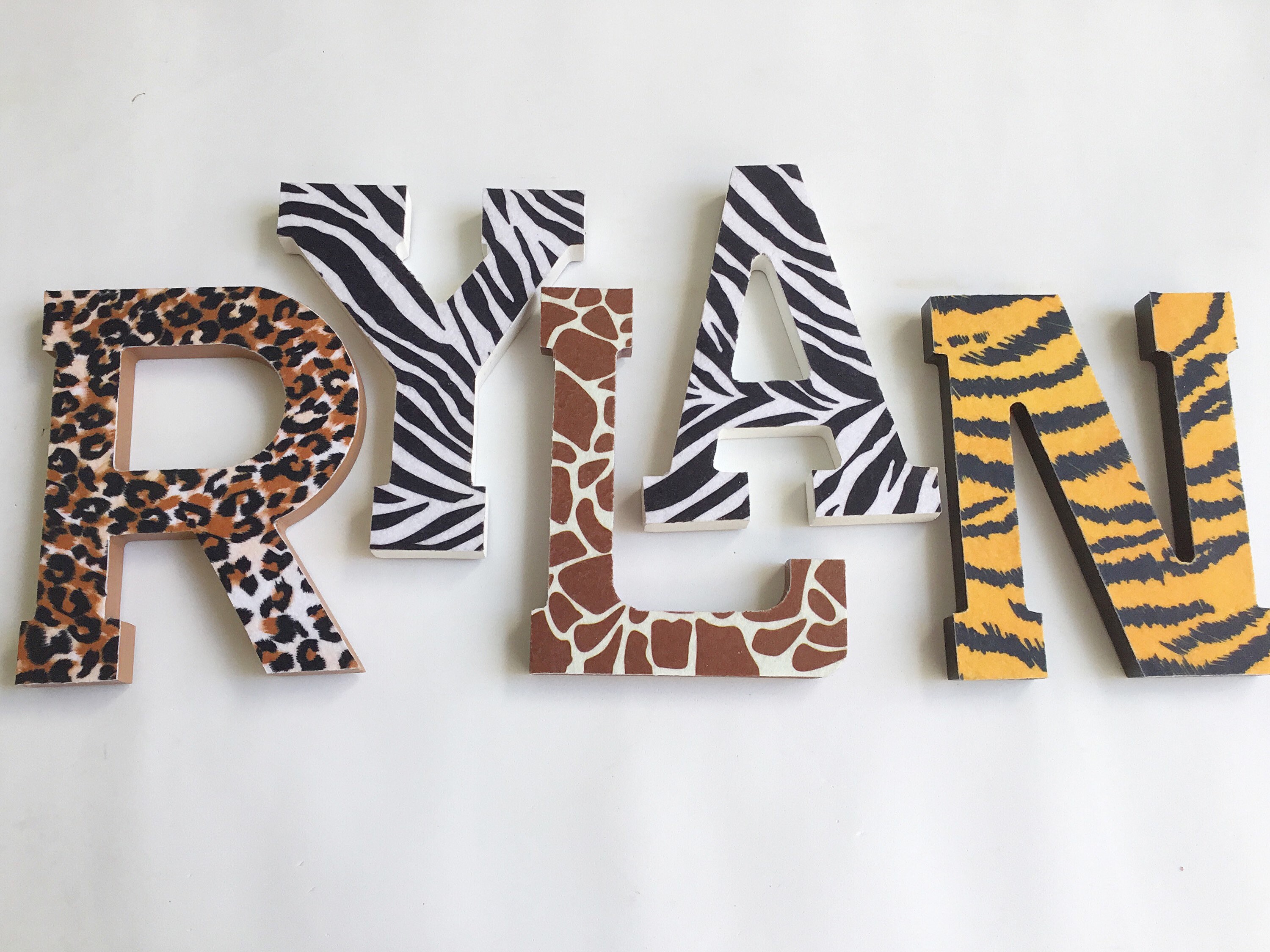 Animal Print Wooden Name Sign Custom Name Wall Letters - Etsy