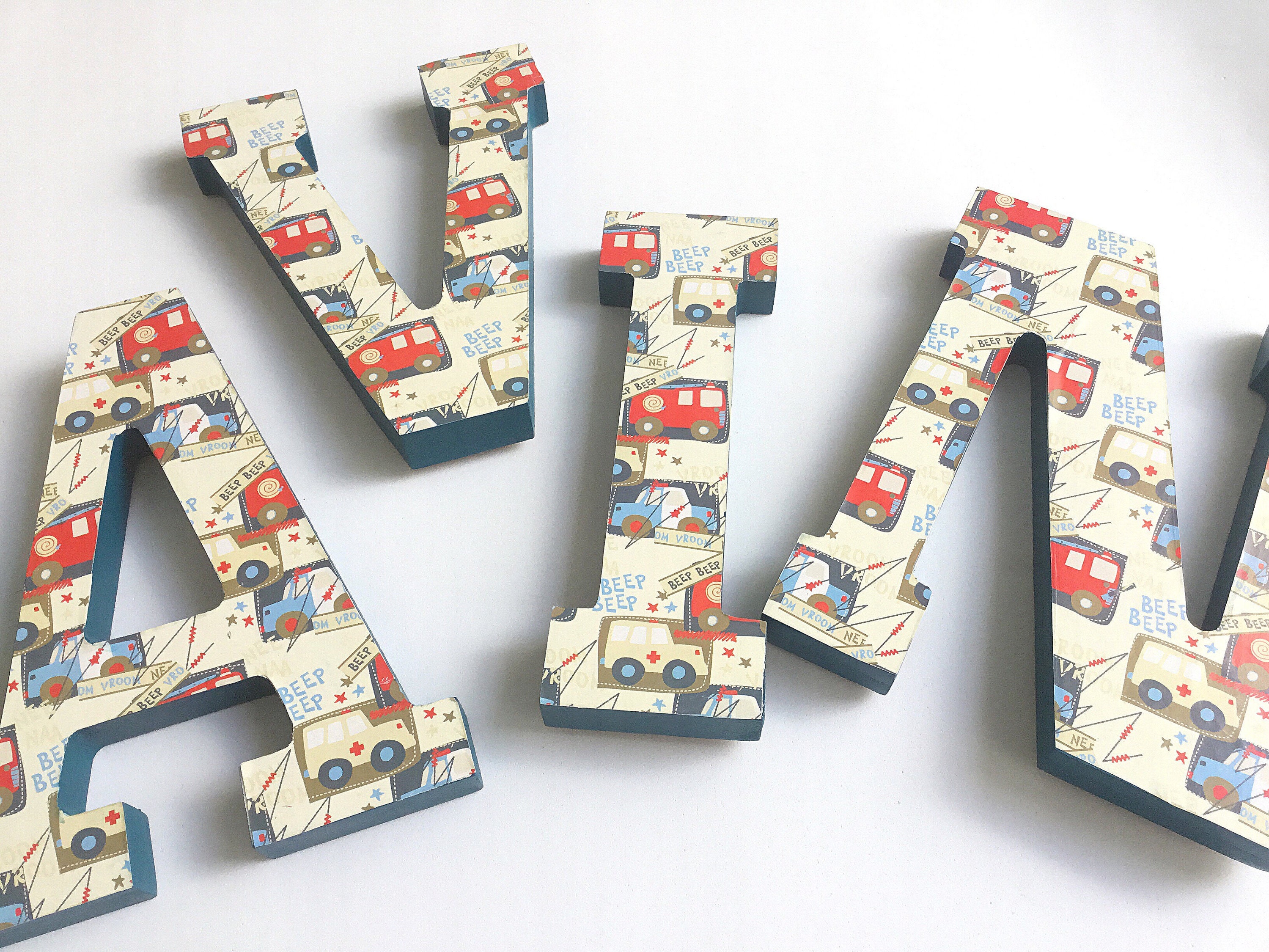 Fire Truck Wood Letters Boys Room Decor Police Wall Letters - Etsy