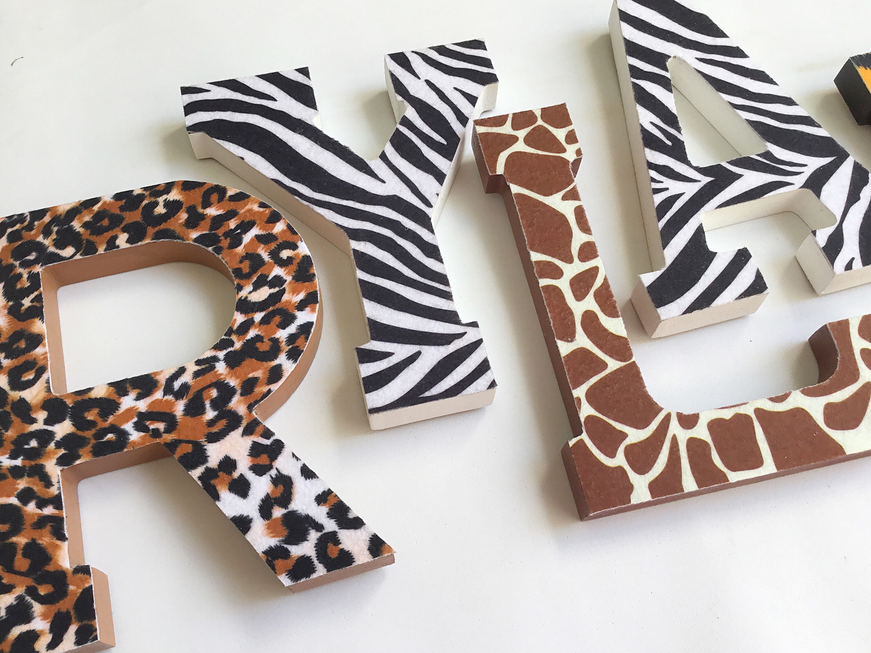 Animal Print Name Sign Jungle Baby Shower Wood Letters | Etsy