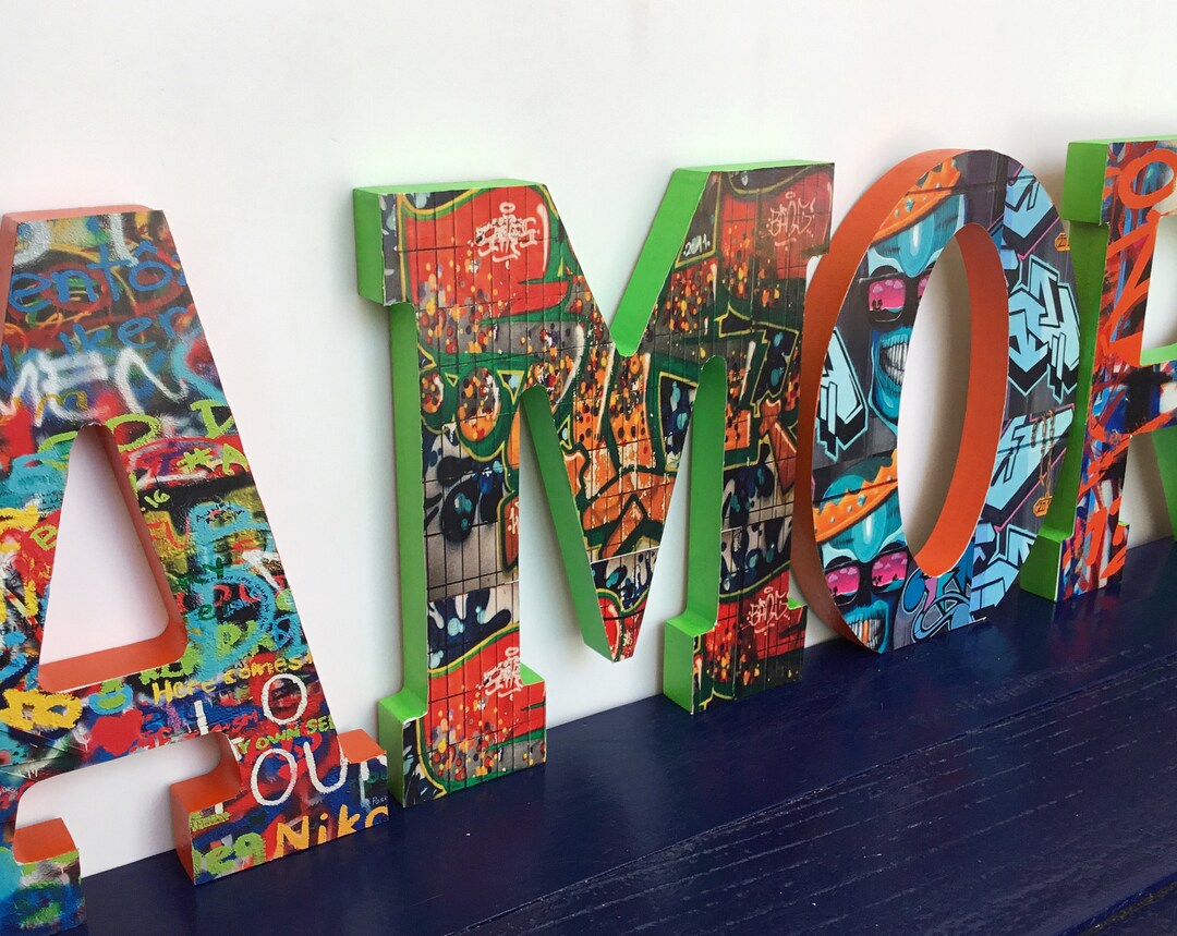 Graffiti Wall Letters, Street Art Name Sign, Kids Bedroom Decor ...