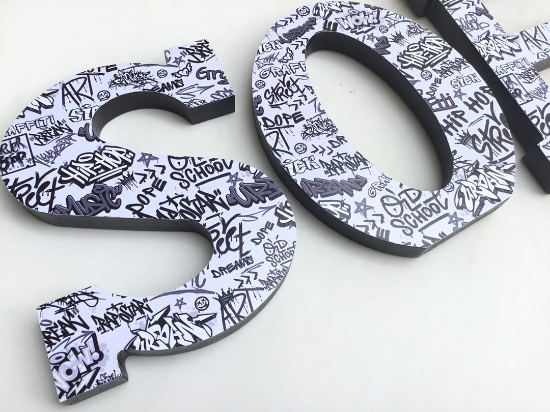 Graffiti Hip Hop Party Decor, Street Art Name Sign, Game Room Decor ...