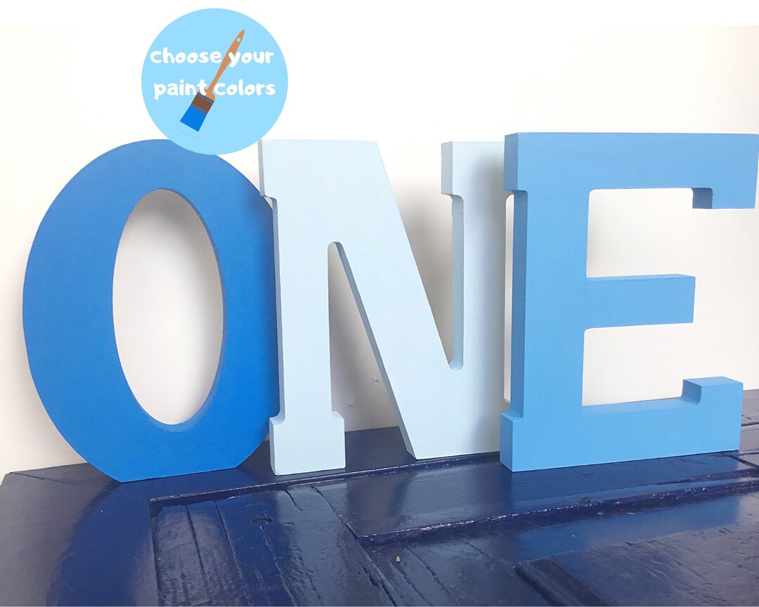 First Birthday Sign Boy, ONE Wooden Letters, 1st Birthday, Cake Smash ...
