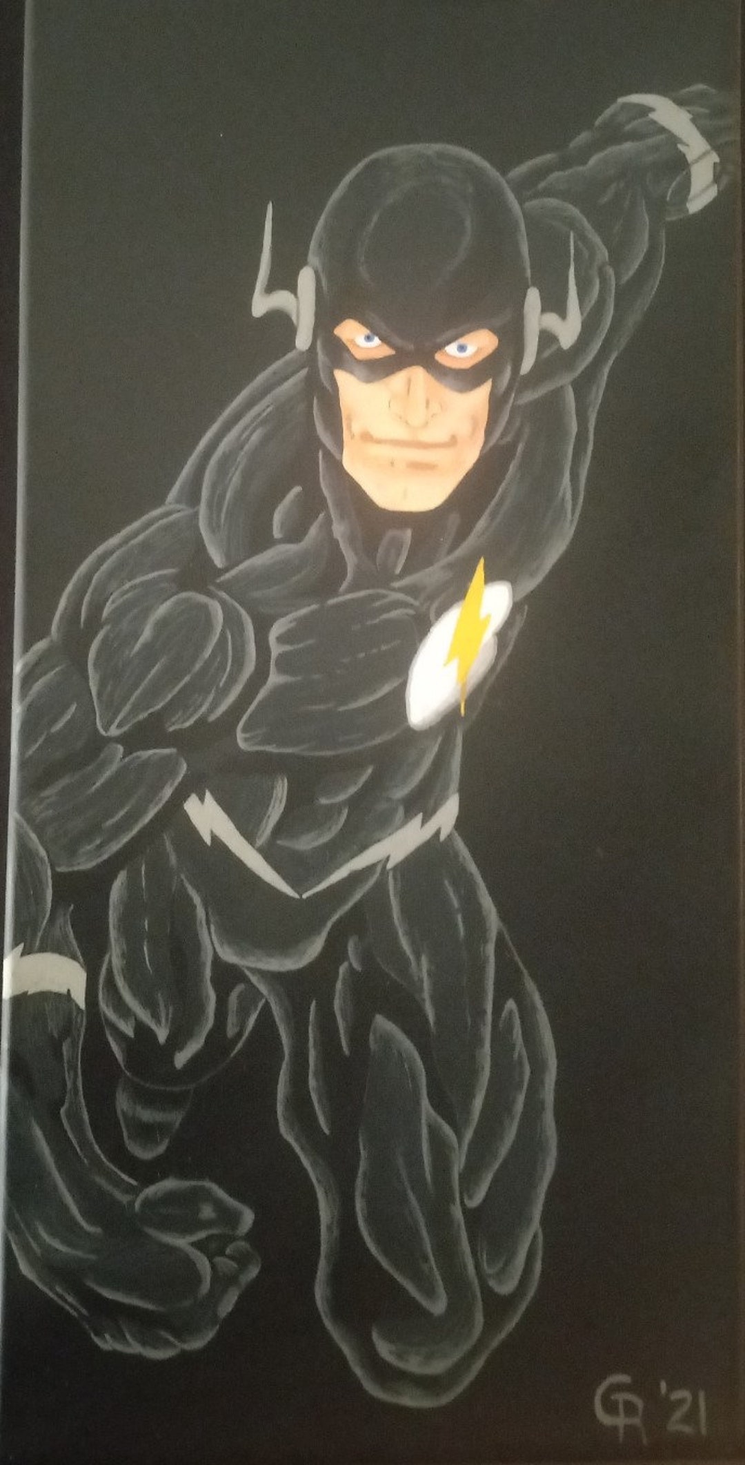 Flash Stealth Suit. Hand Painted 12"x24" Acrylics on Black Stretched ...