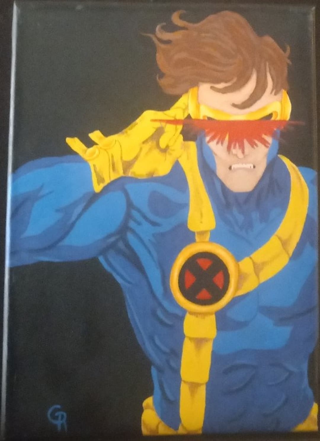 Cyclops X-men Leader. Hand Painted 9x12 Acrylic on Stretched Canvas. - Etsy