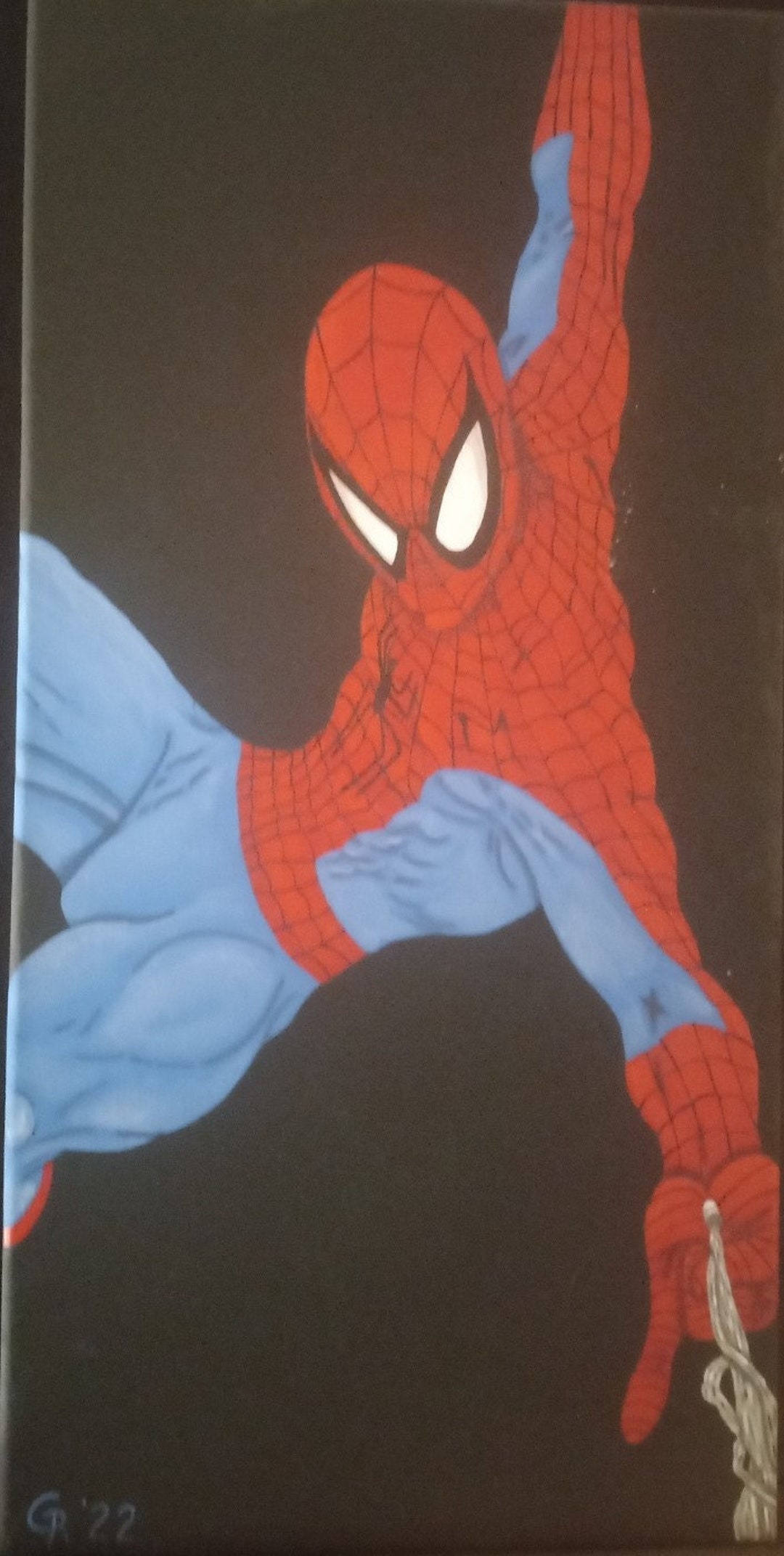 Amazing Spiderman. 12"x24" Acrylic on Black Canvas - Etsy