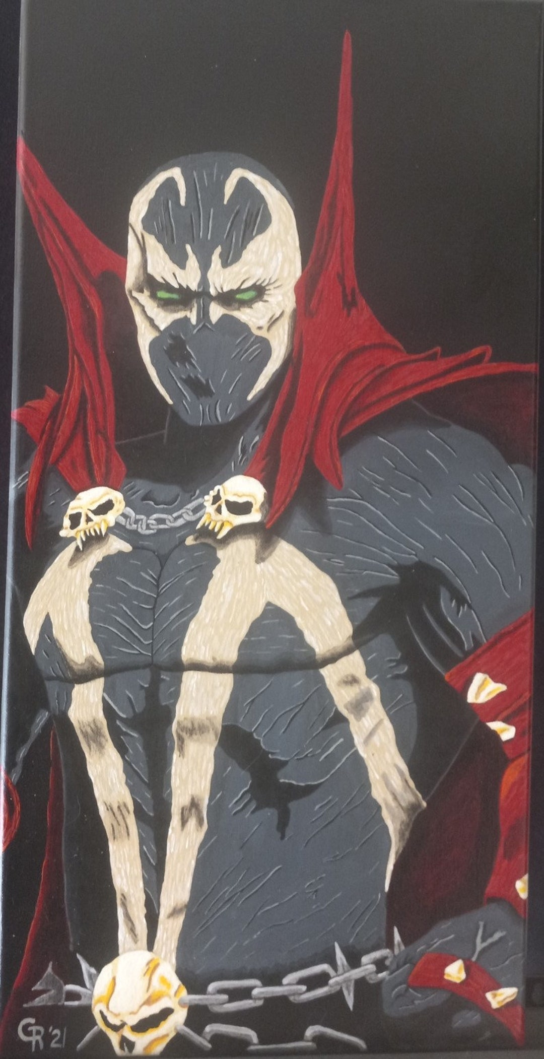 Spawn. Hand Painted 12'x24" Acrylics on Black Stretched Canvas - Etsy