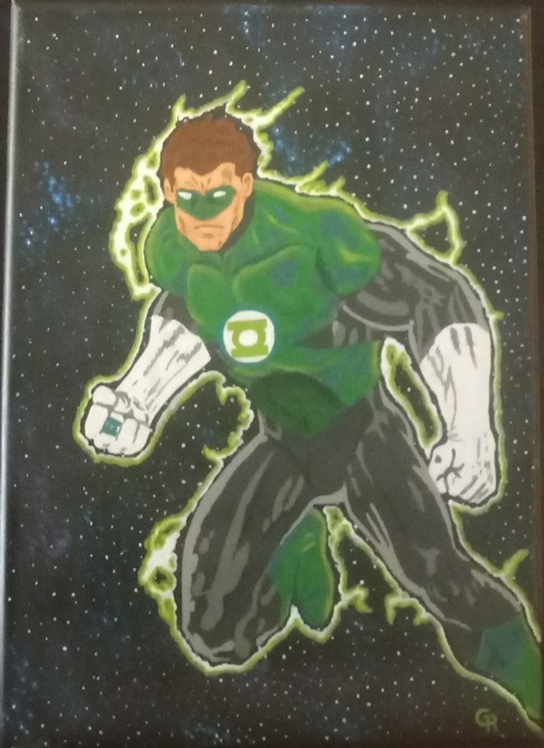 Green Lantern Space Police. 9x12 Acrylic on Stretched Canvas. - Etsy