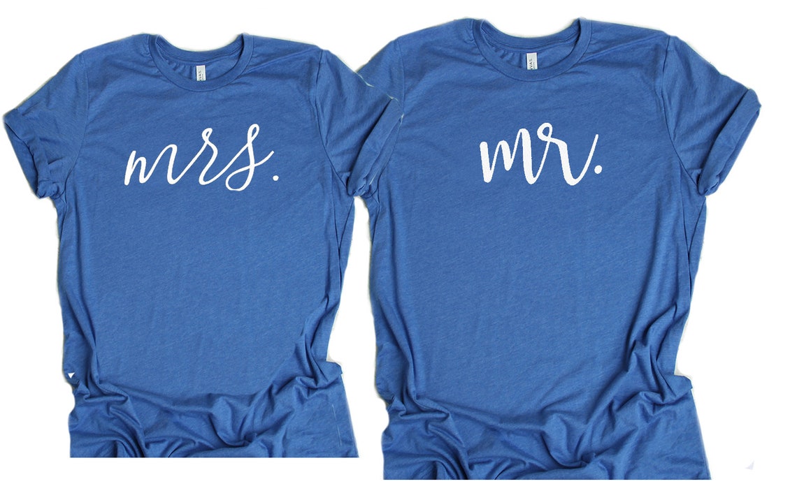 Mr And Mrs Honeymoon Shirt Set Royal Blue Tri Blend For Just Etsy