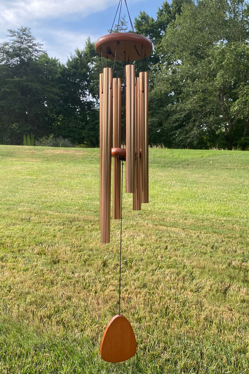 33 Inch Golden Wind Chime: Harmonic Deep Tone, Ash Wood Top - Etsy
