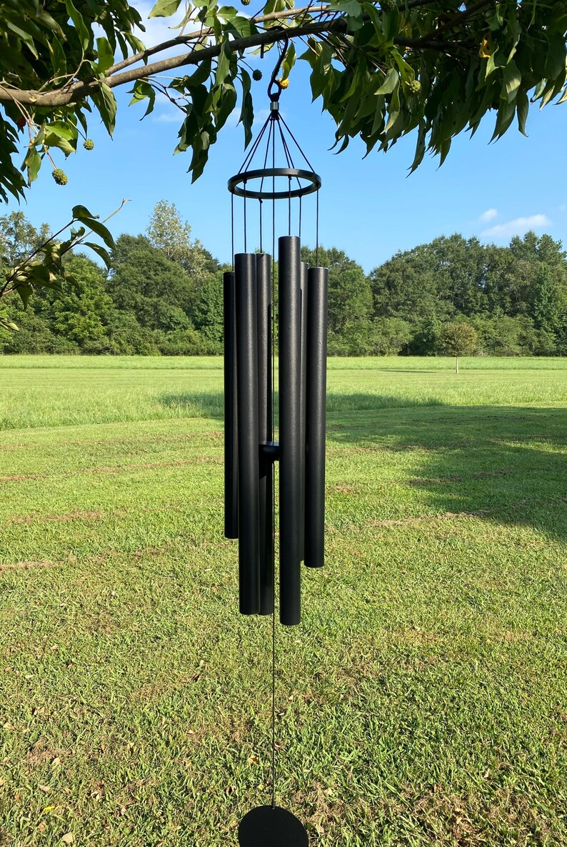 Personalized Outdoor Large Classic Black Metal Wind Chime, Deep Tone ...