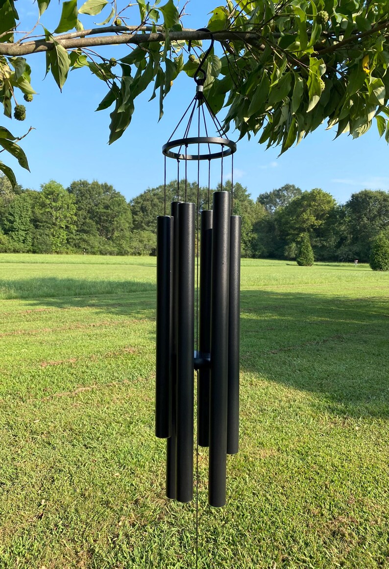 Personalized Outdoor Large Classic Black Metal Wind Chime, Deep Tone ...