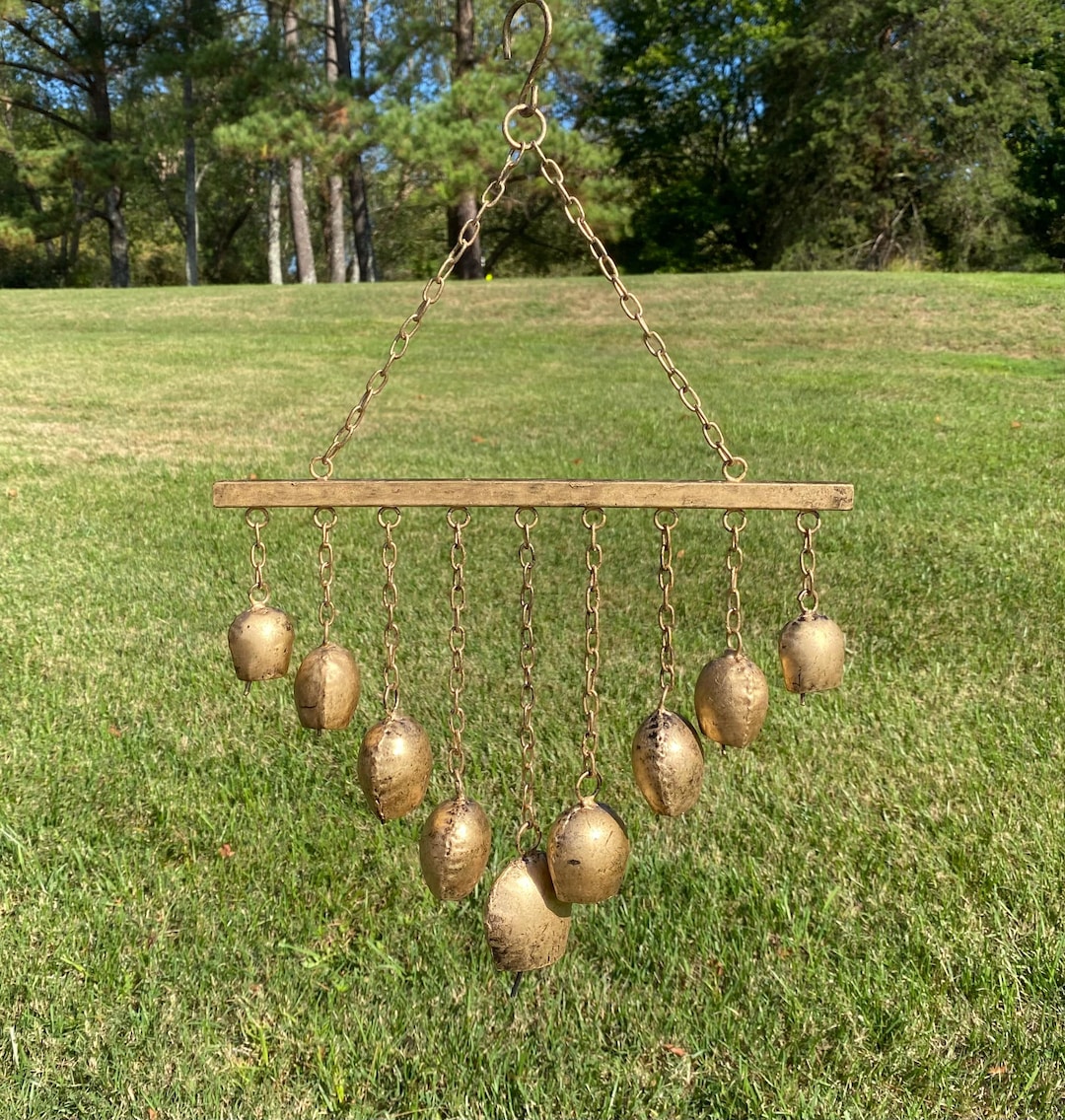 Handmade Golden Bells Wind Chime: Rustic Metal Garden Decor - Etsy