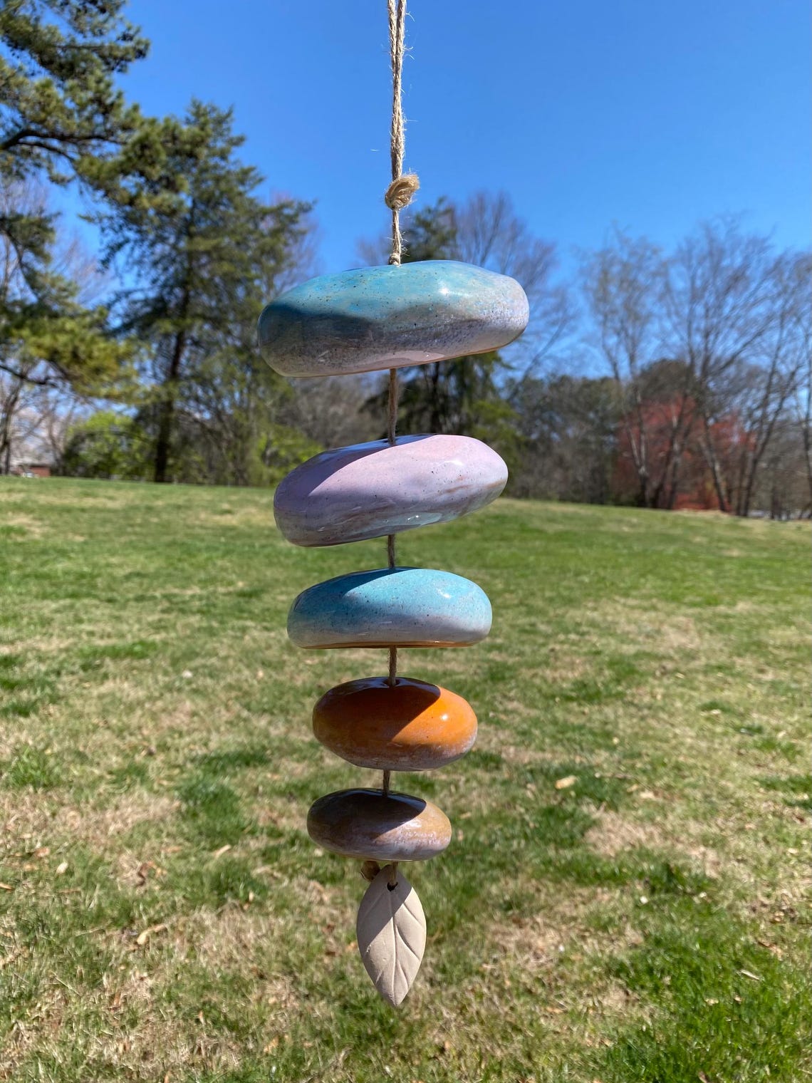 Colorful Ceramic Rock Wind Chime: Tiered Bell, Garden Decor (13 Inch ...
