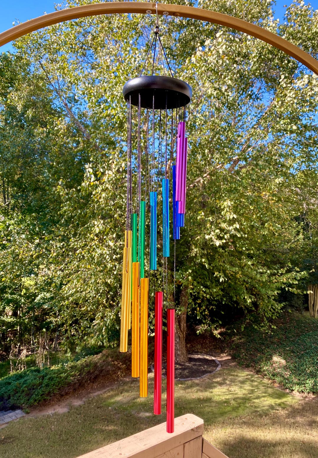 Sunshine Handmade Rainbow Color Metal Wind Chime, 28 Inch Outdoor ...
