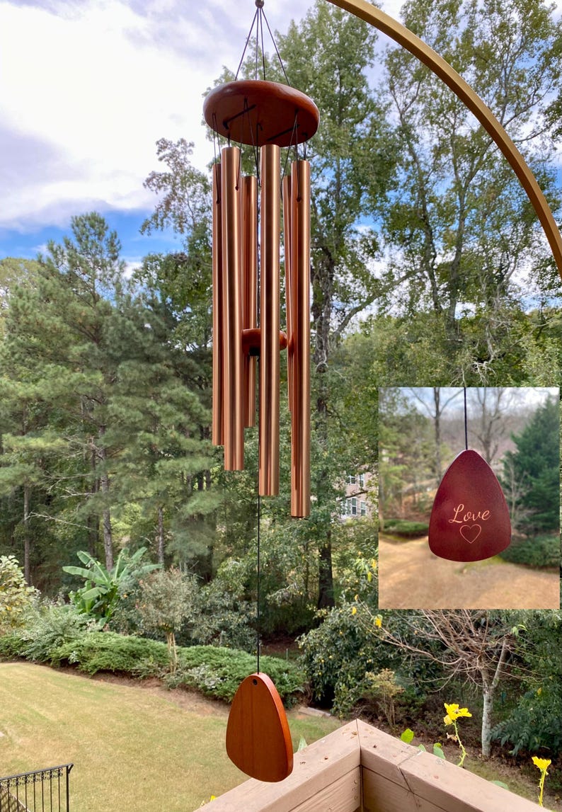 Personalized 32 Inch Golden Wind Chime: Custom Engraved Outdoor Decor ...