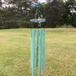 Antique Turquoise Wind Chime: 31" Metal Chimes With Crystal Sail - Etsy