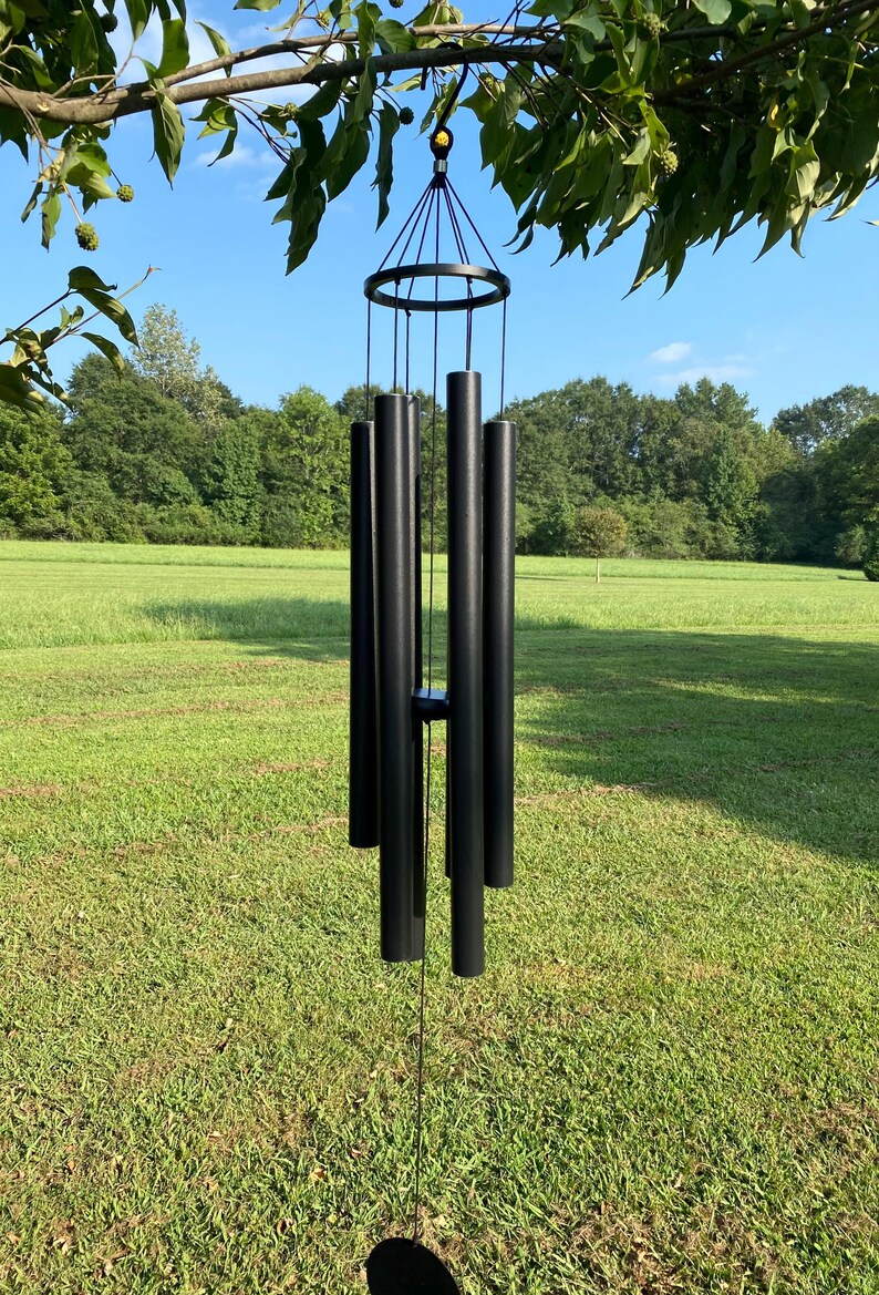 Personalized Outdoor Large Classic Black Metal Wind Chime, Deep Tone ...