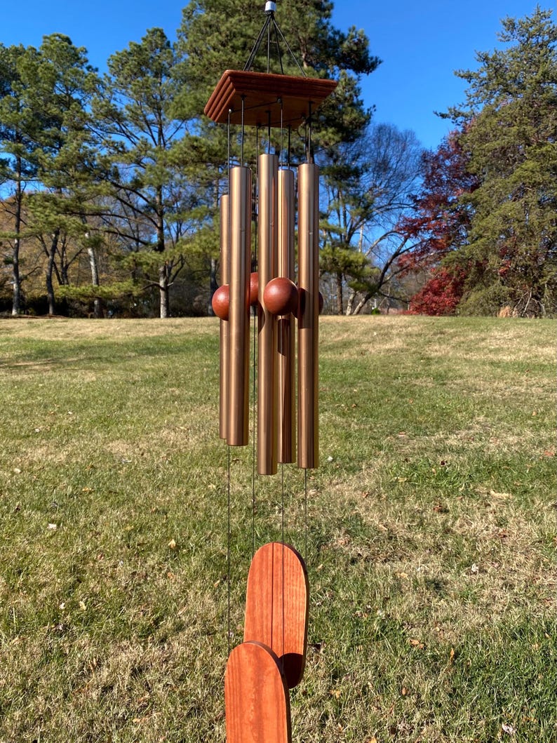 Personalized 36 Inch Harmonic Wind Chime: Ash Wood & Aluminum, Deep ...