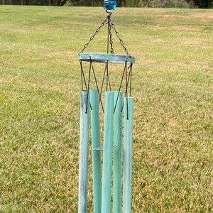 Antique Turquoise Wind Chime: 31" Metal Chimes With Crystal Sail - Etsy